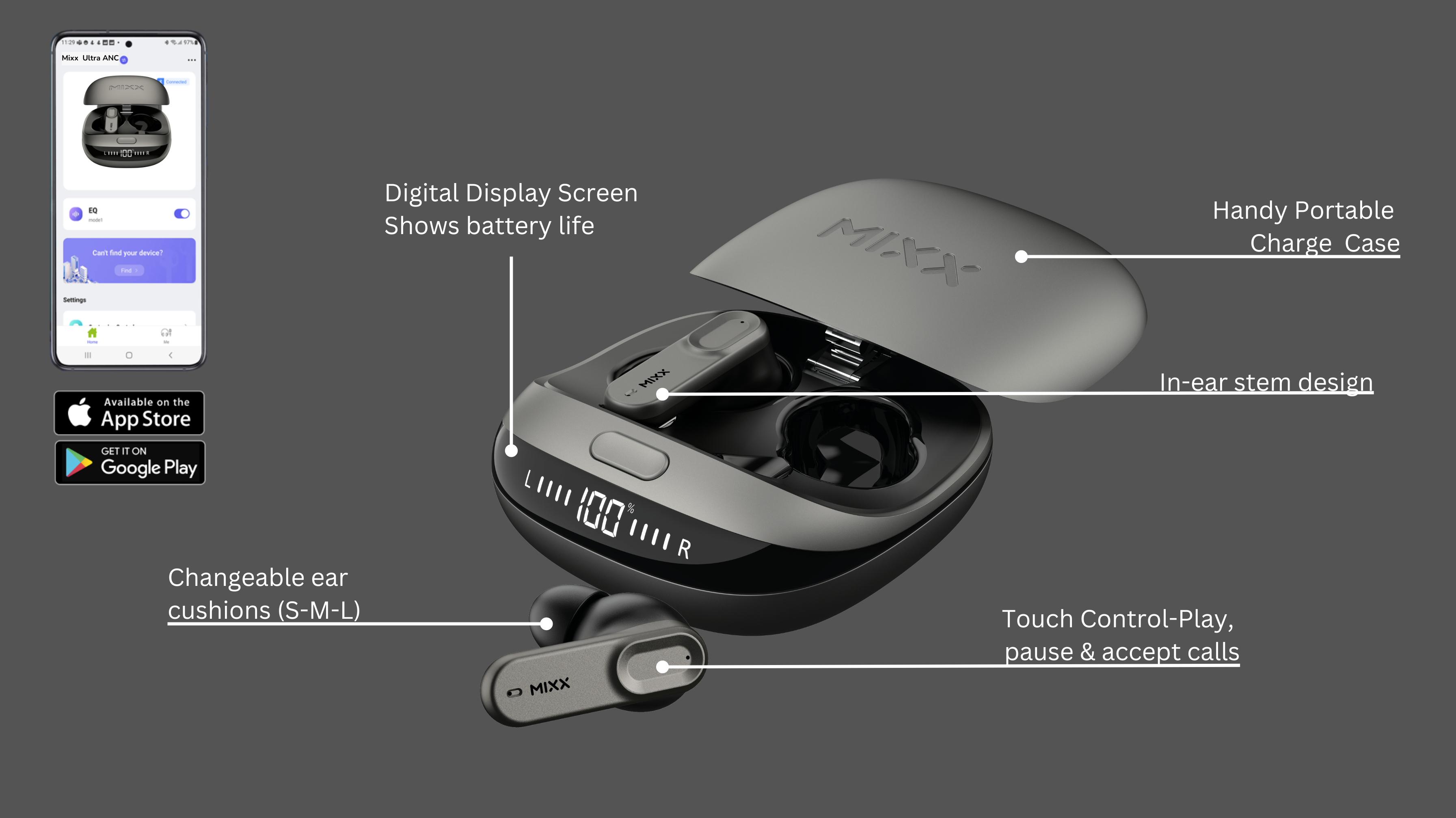 MIXX StreamBuds Ultra Active Noise Cancelling Earbuds